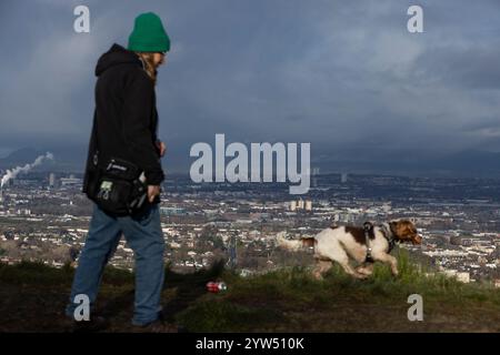 The view from Cathkin Braes, on the southern edge of Glasgow, looking ...