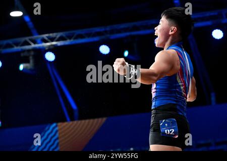 Rosegie Ramos of Philippine reacts after competing in snatch, in the 49 ...