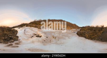 360° view of 360 equirectangular photo frozen rivers Magnusarfoss ...