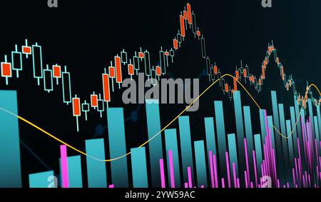 Abstract composition of stock exchange charts, bar graph and market ...