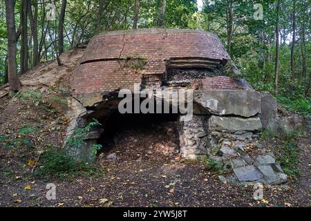 Ruins of a historic Prussian fort blown up in the forest in Poznan ...