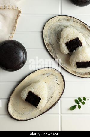 Triangle Onigiri, Rice Balls with Nori. Traditional Japanese Rice Dish ...