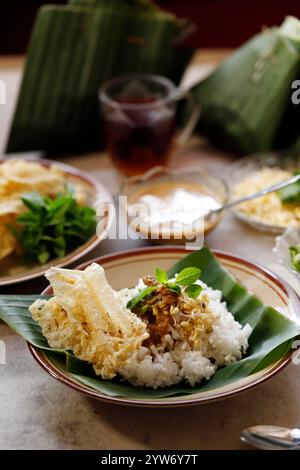 nasi tempong or sego tempong is traditional food from banyuwangi ...