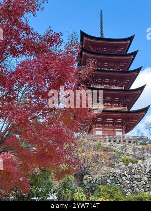 Scenic view of the iconic 3-story pagoda Koyasunoto dedicated to the ...