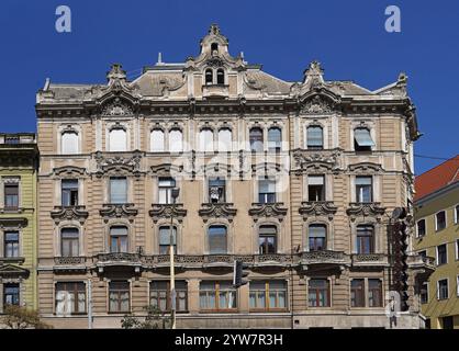Grand baroque style facade of 19th century apartment building in ...