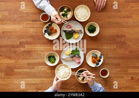 Dining table with food lined up Stock Photo - Alamy