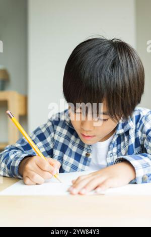Primary schools boy studying Stock Photo - Alamy