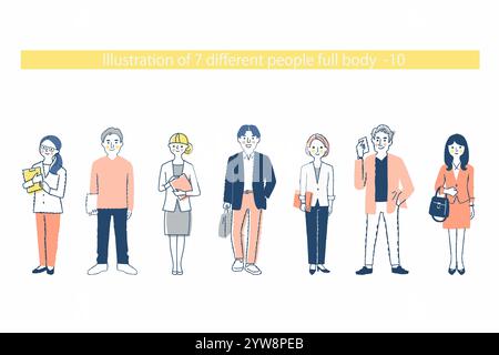 Various 7 business people Full body Stock Photo - Alamy