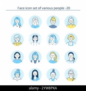 Young woman Icon set Upper body Stock Photo - Alamy