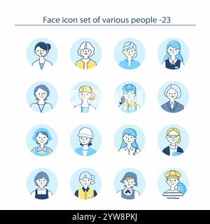 Working woman Icon set Upper body Stock Photo - Alamy