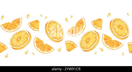 Hand painted watercolor seamless border with ripe limes, slices, leaves ...
