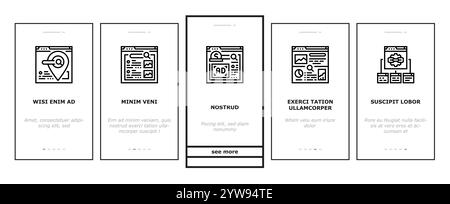 seo market rank search onboarding icons set vector Stock Vector Image ...