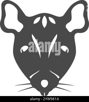 Mouse muzzle with ears and mustache monochrome golden line icon vector ...