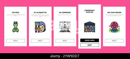 rave retro party music onboarding icons set vector Stock Vector Image ...