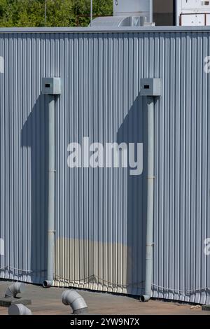 Detail of industrial chimneys with white smoke Stock Photo - Alamy