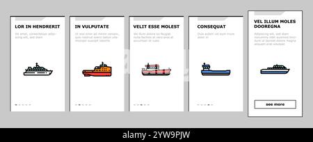 ship cargo maritime navigation onboarding icons set vector Stock Vector ...