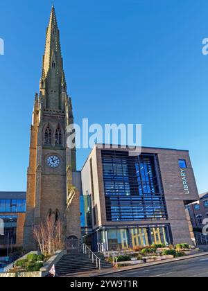View of Central Library building spire from Greyfriar's kirkyard or ...