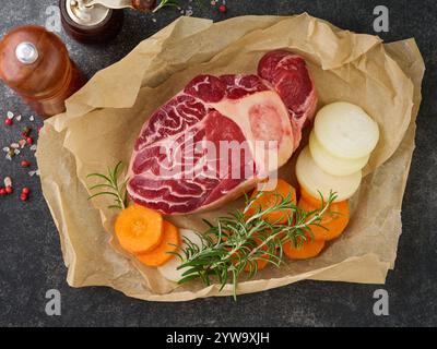 Meat with vegetables and spices, onions, red and green peppers, ginger ...