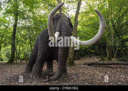 figure of a life-size mammoth, Paleolithic Park of the Cueva del Valle ...