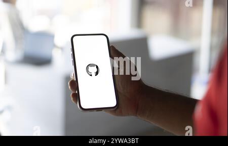 Github logo is displayed on smartphone Stock Photo - Alamy