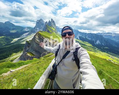 Breathtaking panoramic view of the mountain Seceda in the Dolomites ...