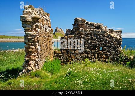 UK, Northumberland, Holy Island, The Fort on the Heugh looking towards ...