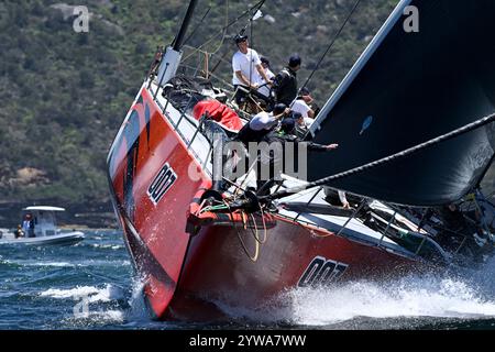 Master Lock Comanche during the start of 2025 Sydney Hobart yacht race ...