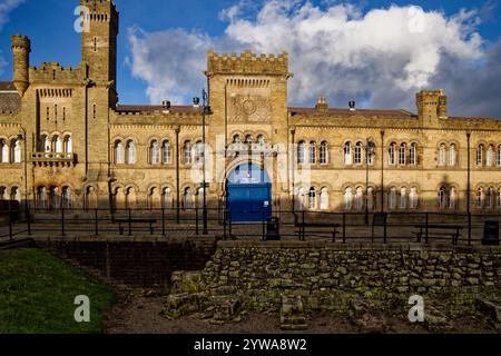 Bury Armoury stands above the ruins of Bury Castle, Lancashire, England ...