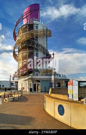 Redcar, North Yorkshire, UK. The Beacon, a vertical pier on the sea ...