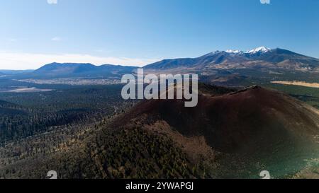 Aerial photograph of Sunset Crater Volcano National Monument, an ...