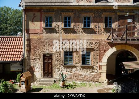Zagorze Slaske, Poland - August 13th, 2024 - Grodno Castle - roof from ...