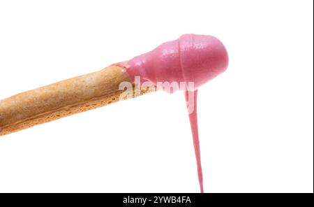 biscuit stick with pink cream isolated on white background Stock Photo ...