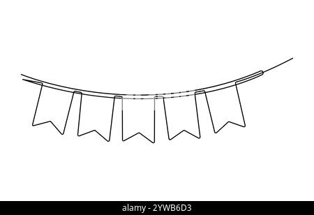 Continuous line drawing of garland. Vector illustration Stock Vector ...