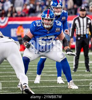 New York Giants guard Jake Kubas (63) reacts after an NFL football game ...