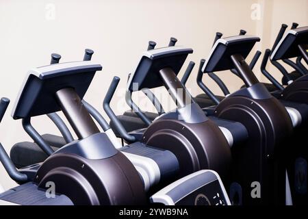 Gym room for residents in apartment building. Different exercise ...