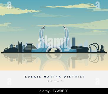 Lusail marina district - Abstract skyline - Stock Illustration as EPS ...