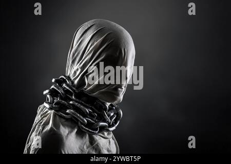 Portrait of a scary ghost with chains over dark misty background Stock ...