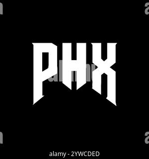 PHX letter logo design for technology company. PHX logo design black ...