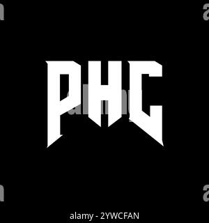 PHC letter logo design for technology company. PHC logo design black ...