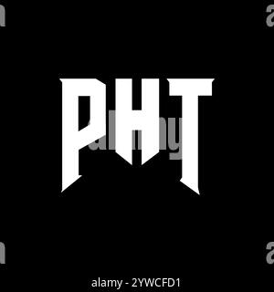 PHT letter logo design for technology company. PHT logo design black and white color combination ...