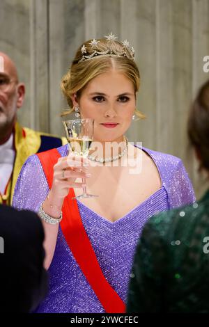 Princess Amalia during the state banquet at the Royal Palace in ...