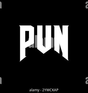 PUN letter logo design for technology company. PUN logo design black ...
