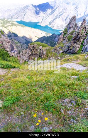 Heaven Lake of Tian Shan (Tianchi). A famous World Heritage site in ...