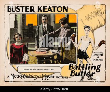 A lobby card from the film 'Battling Bates', featuring promotional ...