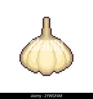 Garlic pixel art isolated. 8 bit Vegetable icon sign Stock Vector Image ...