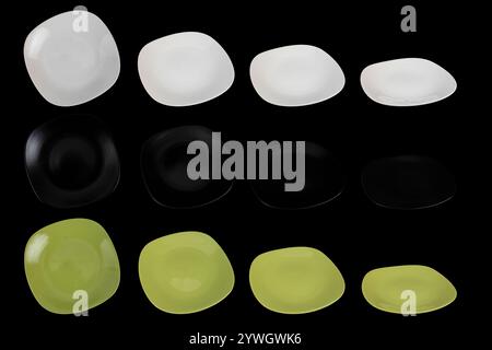 Plate collection different angles isolated on white background Stock ...