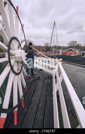 Traditional Dutch Windmill on a platform in the centre of Amerongen in ...