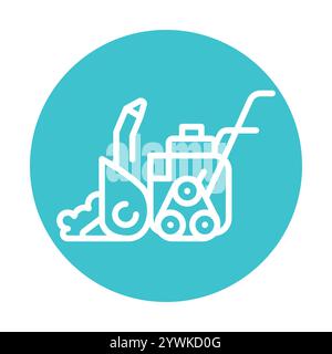 Snow Blower black line illustration. Snow removal machine. Editable ...