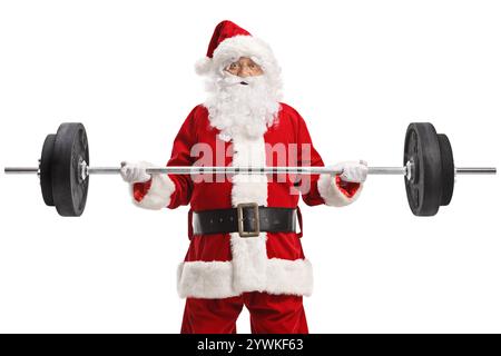 Santa claus lifting weights isolated on white background Stock Photo ...