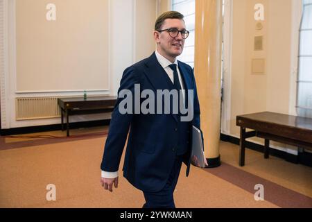Estonian Prime Minister Kristen Michal (1st plan) Ms. Evika Silina ...